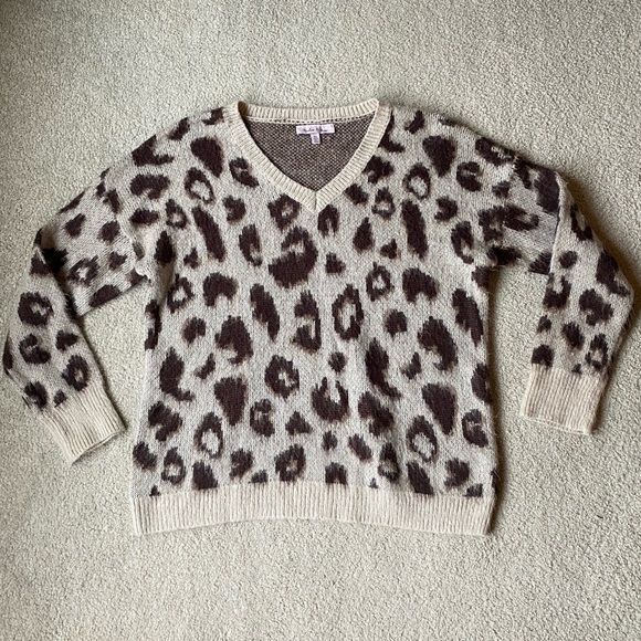 Sweaters | Leopard Print Fuzzy Sweater | Poshmark